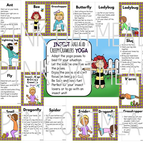 Insect, Bugs, and Creepy Crawlers Yoga - Clip Art Kids - Pink Oatmeal Shop
