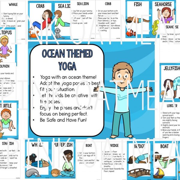 Ocean Themed Yoga - Clip Art Kids - Pink Oatmeal Shop