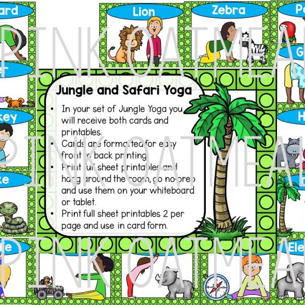 Jungle and Safari Yoga - Clip Art Kids - Pink Oatmeal Shop