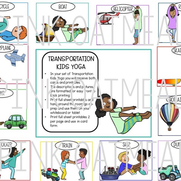 Transportation Yoga - Clip Art Kids - Pink Oatmeal Shop