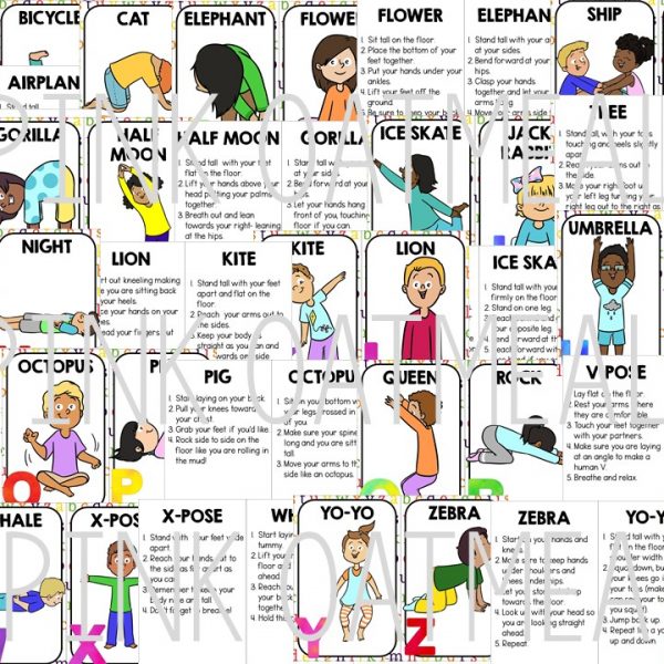 Alphabet Yoga - Clip Art Kids - Pink Oatmeal Shop