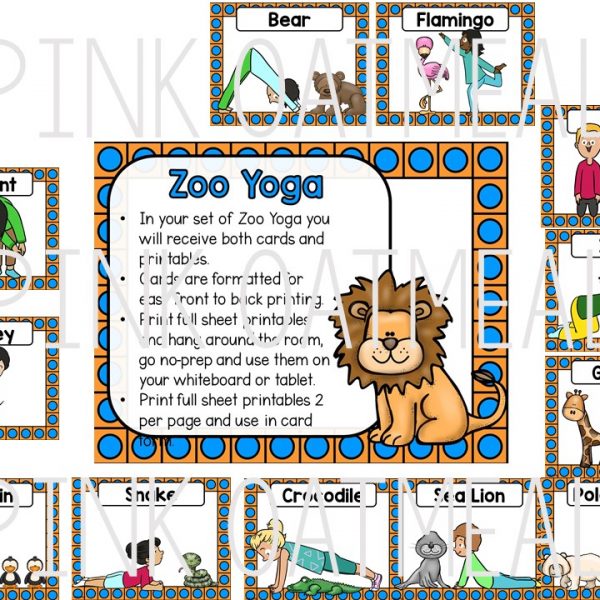 Zoo Yoga - Clip Art Kids - Pink Oatmeal Shop