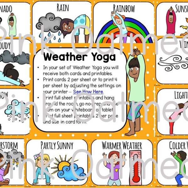 Weather Yoga- Clip Art Kids - Pink Oatmeal Shop