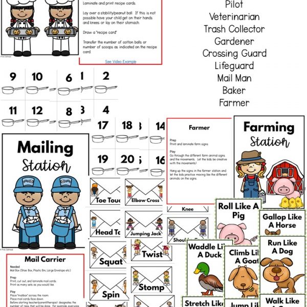 Community Helpers Movement Stations - Pink Oatmeal Shop