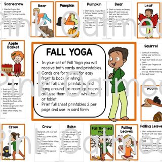 Fall Yoga Cards and Printables - Clip Art Kids - Pink Oatmeal Shop