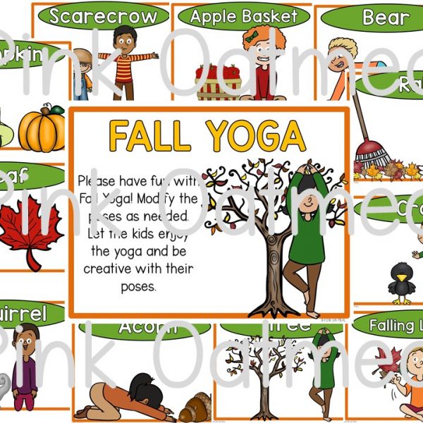 Fall Yoga Cards and Printables - Clip Art Kids - Pink Oatmeal Shop