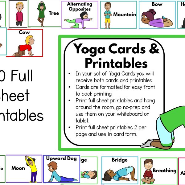 Kids Yoga Cards and Printables - Clip Art Kids - Pink Oatmeal Shop