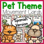 Pet Themed Movement Cards and Printables -Spanish - Pink Oatmeal Shop