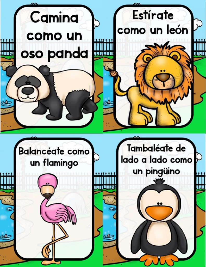 Zoo Movement Cards and Printables - SPANISH - Pink Oatmeal Shop