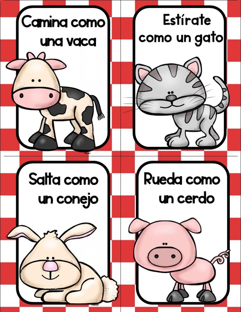 Farm Themed Movement Cards and Printables - Spanish - Pink Oatmeal Shop