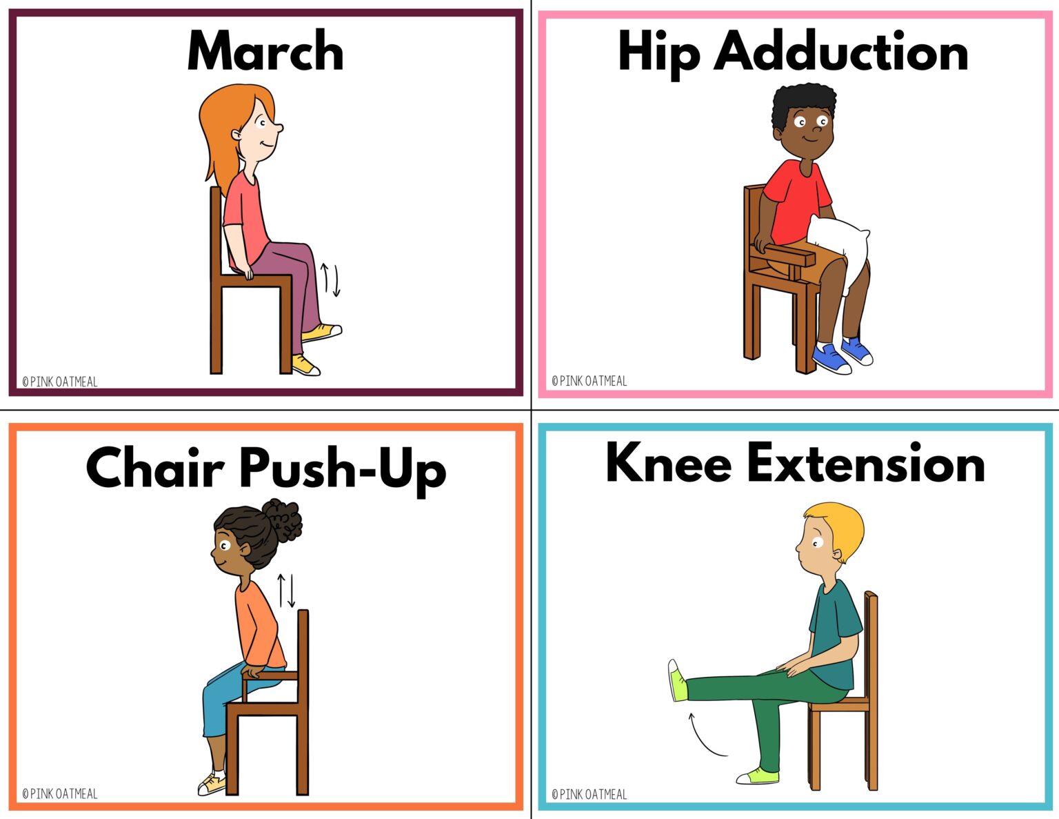 Seated Exercise Activity Cards and Printables - Pink Oatmeal Shop