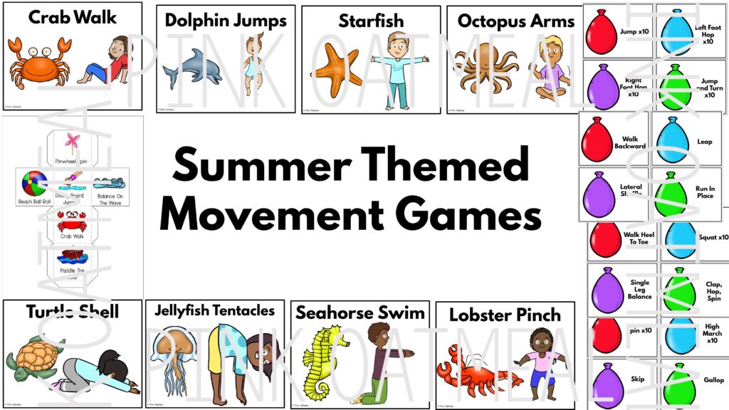 Summer Themed Movement Games - Pink Oatmeal Shop