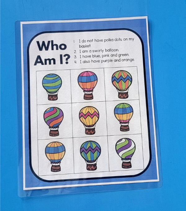 Who Am I? Hot Air Balloons - Pink Oatmeal Shop