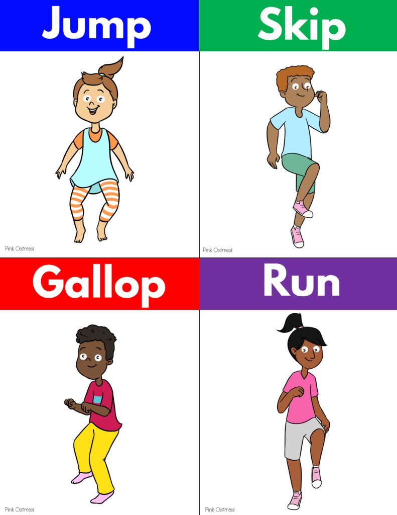 Locomotor Task Cards and Printables - Pink Oatmeal Shop