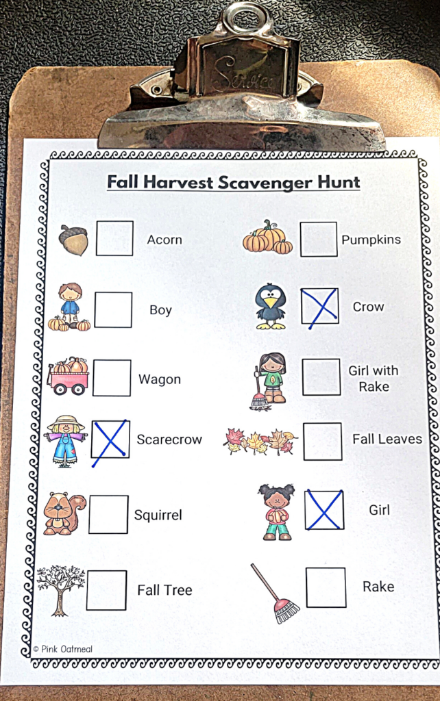 Fall Themed Scavenger Hunts - Pink Oatmeal Shop