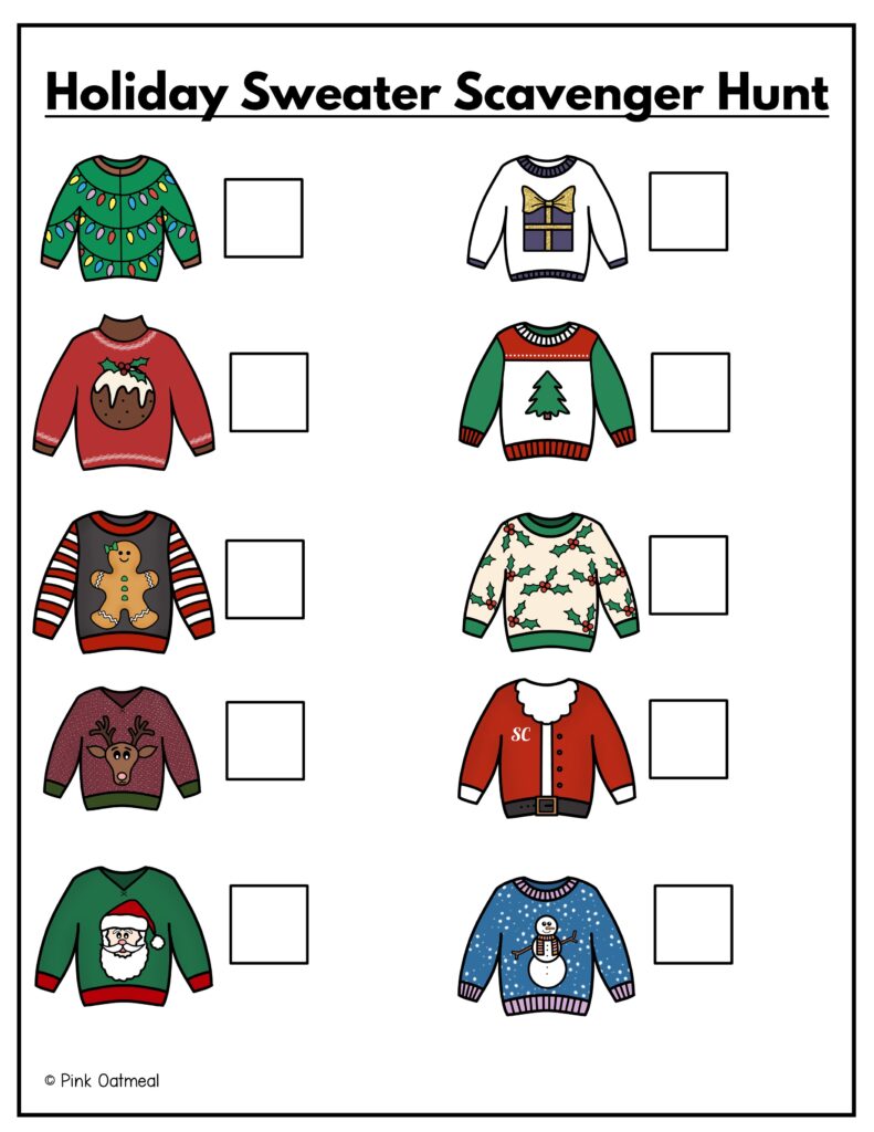 Holiday Themed Scavenger Hunts - Pink Oatmeal Shop