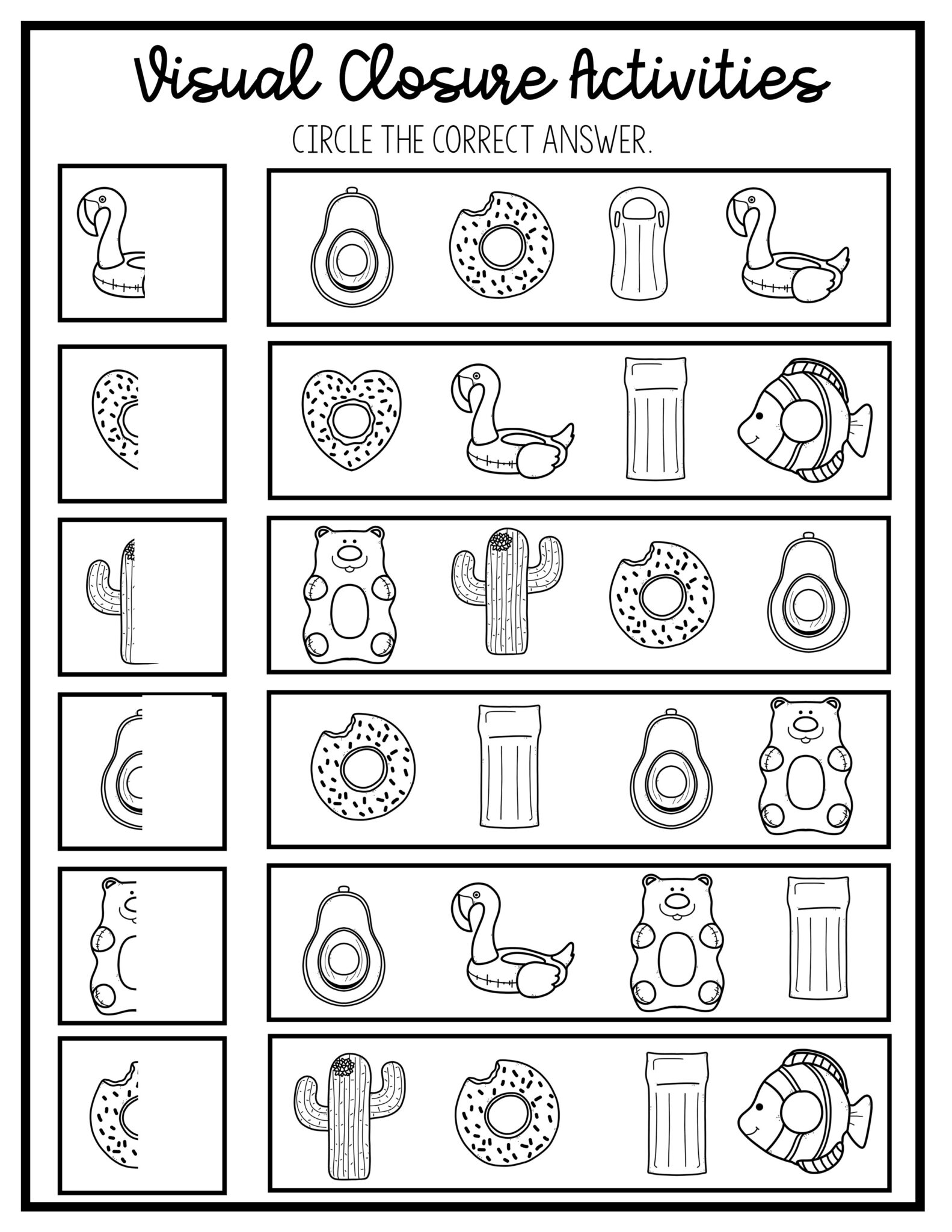 Visual Closure Activity Sheets - Pink Oatmeal Shop