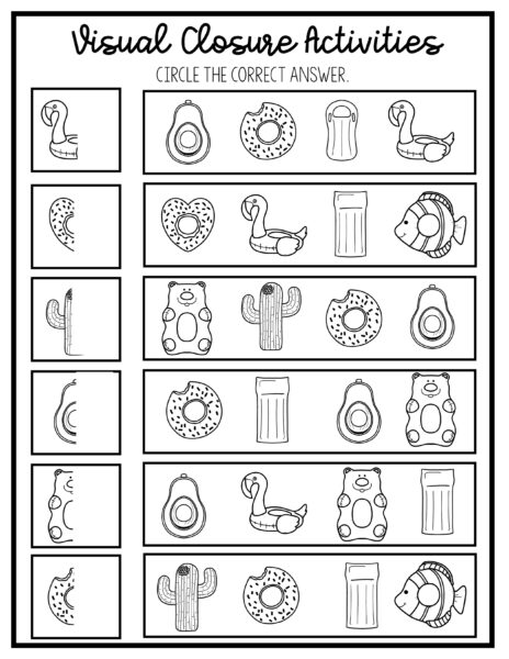 Visual Closure Activity Sheets - Pink Oatmeal Shop