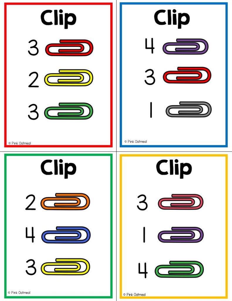 Paper Clip Task Cards - Pink Oatmeal Shop