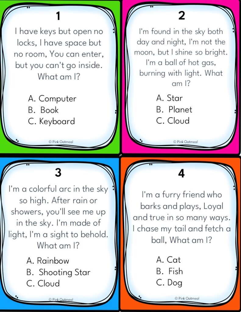 Riddle and Write Task Card Game - Pink Oatmeal Shop