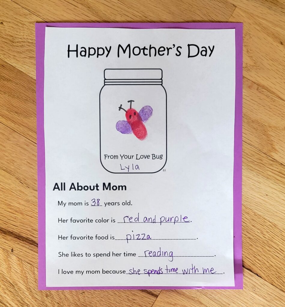 Mother's Day Love Bug Activity - Pink Oatmeal Shop