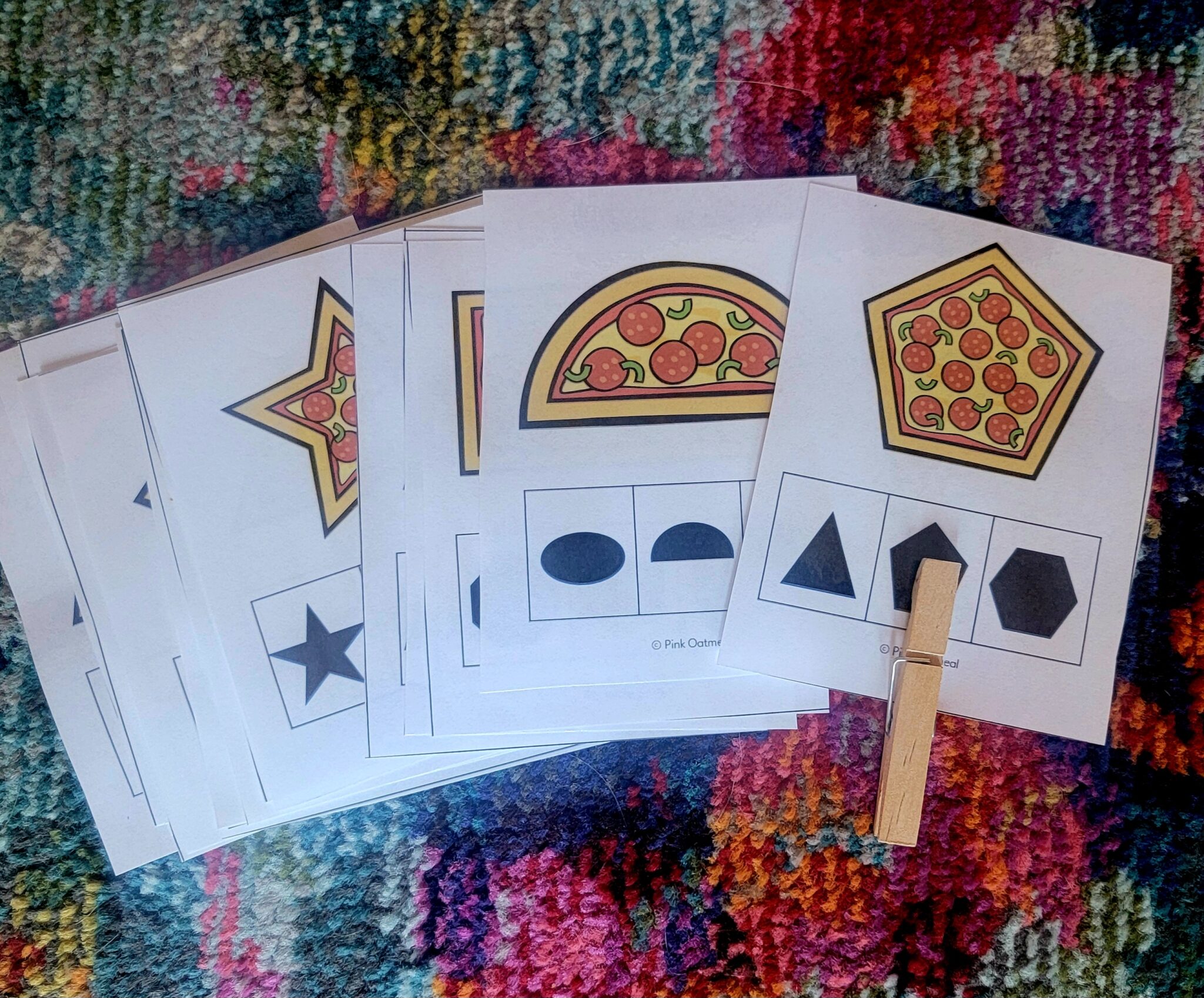 Pizza Shapes Clip Cards - Pink Oatmeal Shop